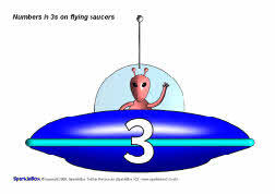 Numbers in 3s on flying saucers (SB6731) - SparkleBox