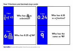 Year 5 fractions and decimals loop cards (SB6746) - SparkleBox