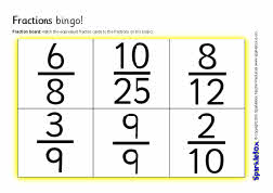 Equivalent fractions bingo (SB6742) - SparkleBox