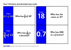 Year 5 fractions and decimals loop cards (SB6746) - SparkleBox