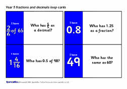 Year 5 fractions and decimals loop cards (SB6746) - SparkleBox
