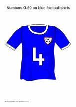 Numbers 0-50 on blue football shirts (SB6789) - SparkleBox