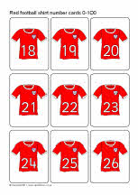 Red football shirts number cards 0-100 (SB6791) - SparkleBox