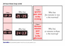 24 hour clock times loop cards (SB6836) - SparkleBox