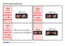 24 hour clock times loop cards (SB6836) - SparkleBox