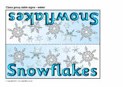 Winter-themed class group table signs (SB6853) - SparkleBox