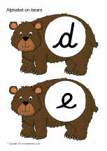 Alphabet on brown bears - cursive (SB6876) - SparkleBox