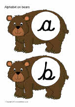 Alphabet on brown bears - cursive (SB6876) - SparkleBox