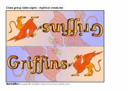Mythical creatures-themed group table signs (SB6925) - SparkleBox