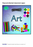 KS2 peacock-themed classroom signs and labels pack (SB6962) - SparkleBox