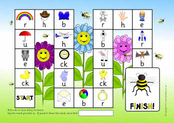 CK E U R H B phonics board game (SB6966) - SparkleBox