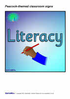 KS2 peacock-themed classroom signs and labels pack (SB6962) - SparkleBox