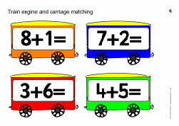 Train addition matching activity (totals to 20) (SB7057) - SparkleBox