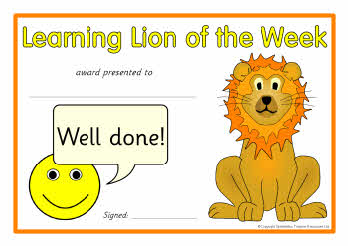Learning Lion award certificates (SB7115) - SparkleBox