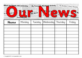 Daily pupil news chart (SB7205) - SparkleBox