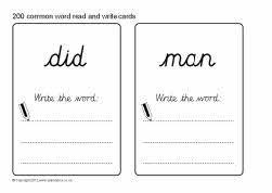 200 common words read and write cards - cursive (SB7274) - SparkleBox