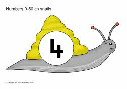 Numbers 0-50 on snails (SB7306) - SparkleBox