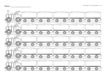 Editable missing numbers train worksheets (SB7511) - SparkleBox