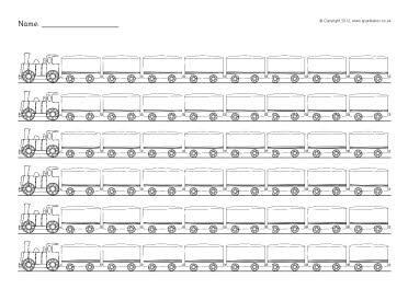 Editable missing numbers train worksheets (SB7511) - SparkleBox