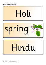 Holi topic word cards (SB7549) - SparkleBox