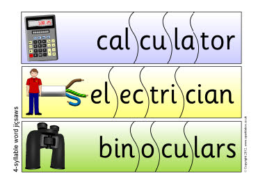 4 syllable word jigsaws (SB7542) - SparkleBox