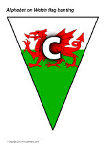Alphabet on Welsh flag bunting (SB7579) - SparkleBox
