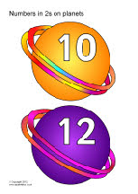 Numbers in 2s to 100 on planets (SB7602) - SparkleBox