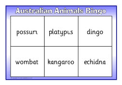 Australian animals bingo (SB7814) - SparkleBox