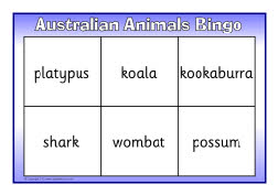 Australian animals bingo (SB7814) - SparkleBox