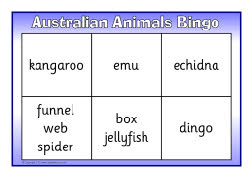 Australian animals bingo (SB7814) - SparkleBox