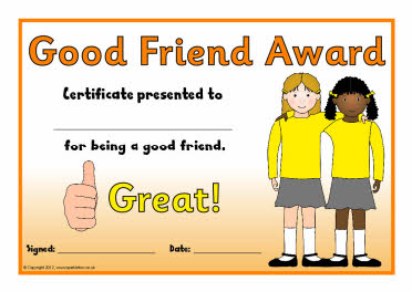 Good Friend Award certificates (SB7845) - SparkleBox