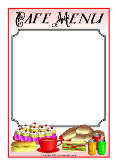 Cafe menu writing frames (SB7830) - SparkleBox