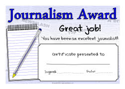 Journalist/Journalism award certificates (SB7867) - SparkleBox