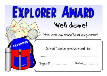 Explorer award certificates (SB7866) - SparkleBox