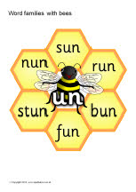 Word families with bees and honeycomb (SB7914) - SparkleBox