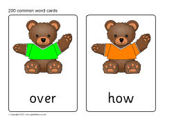 Teddy bear 200 common word flash cards (SB7940) - SparkleBox
