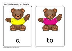 Teddy bear 100 high-frequency word flash cards (SB7939) - SparkleBox