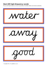 200 common word cards - cursive (SB7969) - SparkleBox