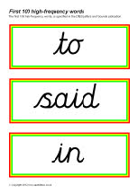 100 high-frequency word cards - cursive (SB7968) - SparkleBox