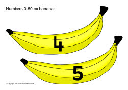Numbers 0-50 on bananas (SB7965) - SparkleBox