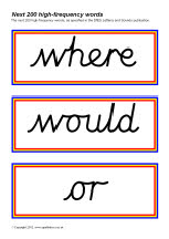 200 common word cards - cursive (SB7969) - SparkleBox