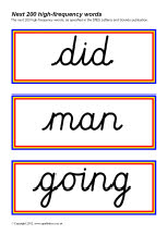 200 common word cards - cursive (SB7969) - SparkleBox