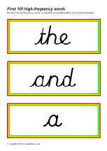 100 high-frequency word cards - cursive (SB7968) - SparkleBox