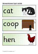 Animal homes topic word cards (SB7979) - SparkleBox