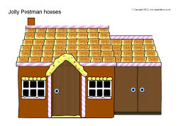 Jolly Postman cut-out letters and houses (SB8054) - SparkleBox