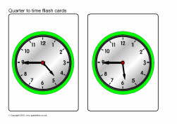 Quarter to time picture flash cards (SB8071) - SparkleBox