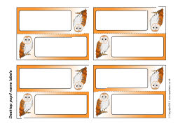 Owl-themed fold-over desktop name labels (SB8100) - SparkleBox