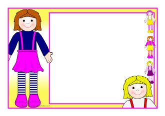 Dolls A4 page borders (SB8122) - SparkleBox