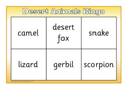 Desert animals bingo (SB8148) - SparkleBox
