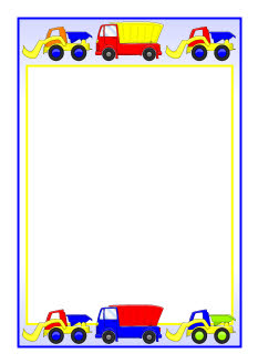 Dump trucks and diggers A4 page borders (SB8156) - SparkleBox